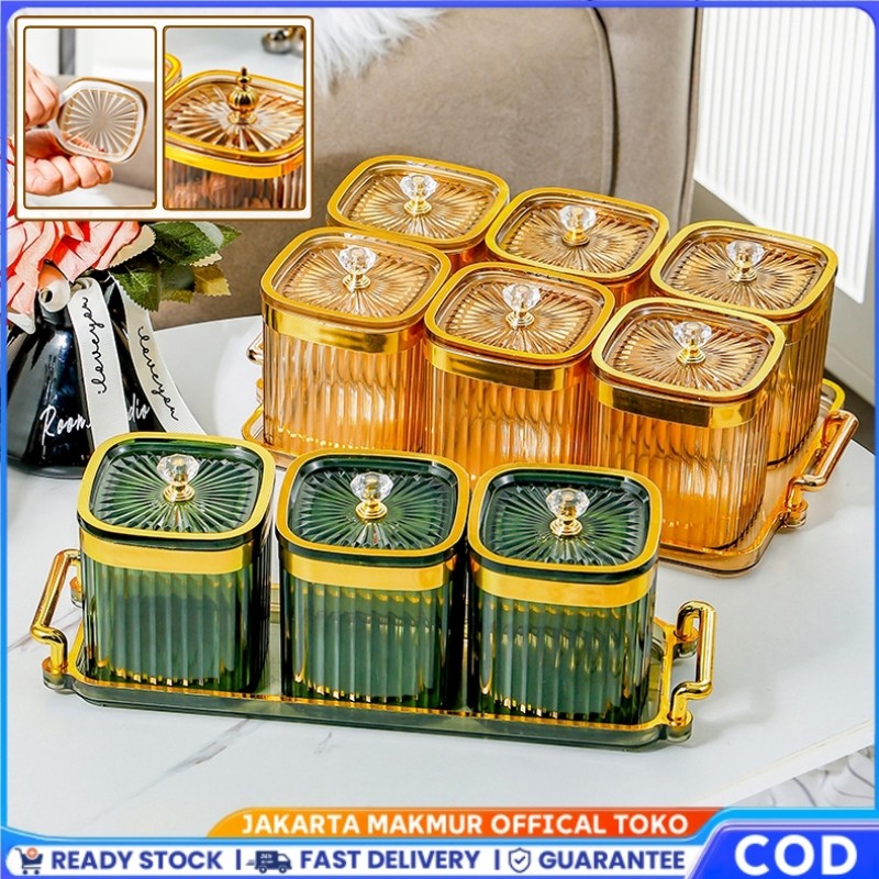 Jual 3/4/6 SETS Toples Set Penyimpanan Makanan Dengan Nampan Rak ...