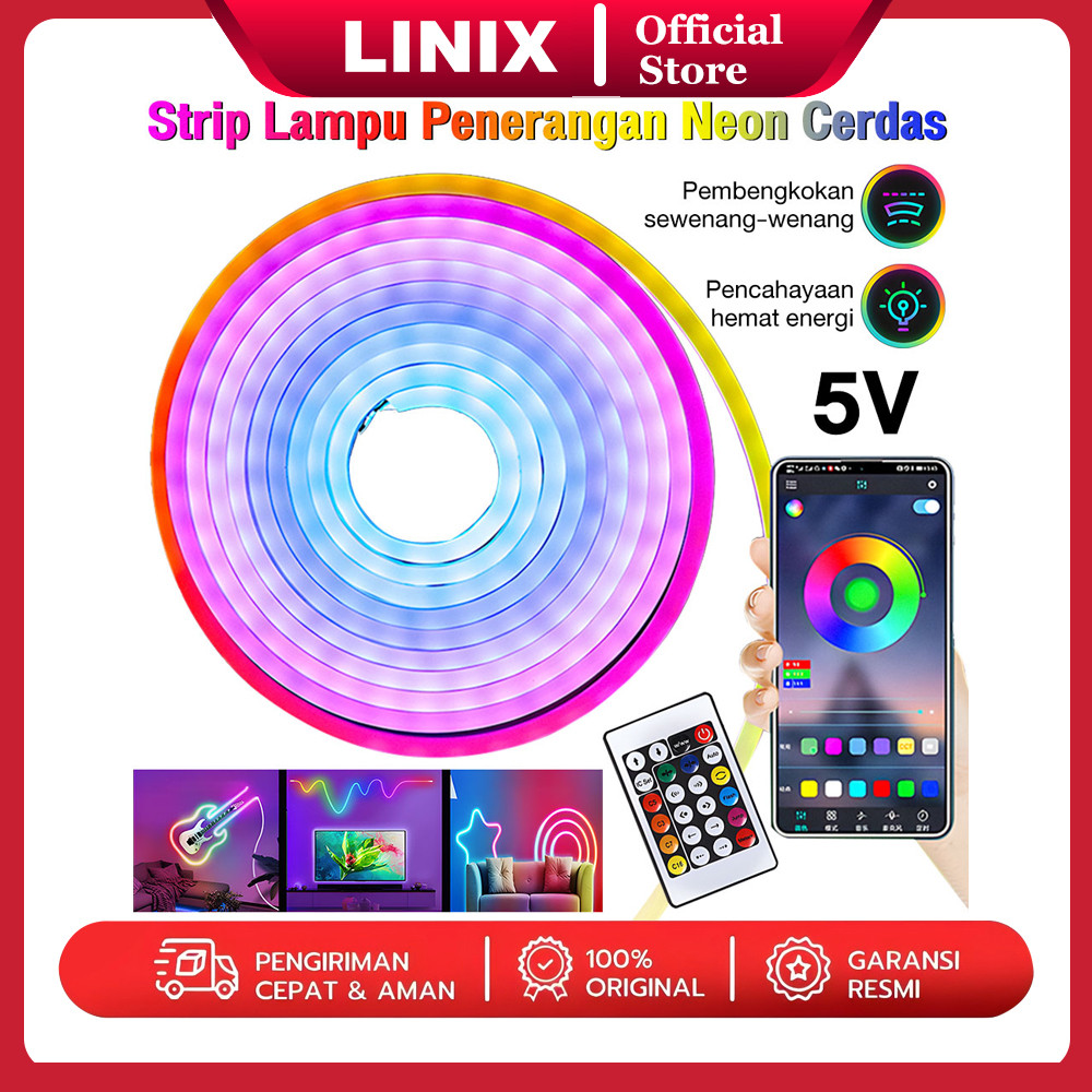 Jual Linix Lampu Neon Flex Running LED Remote 5M Lampu Warna Warni LED ...
