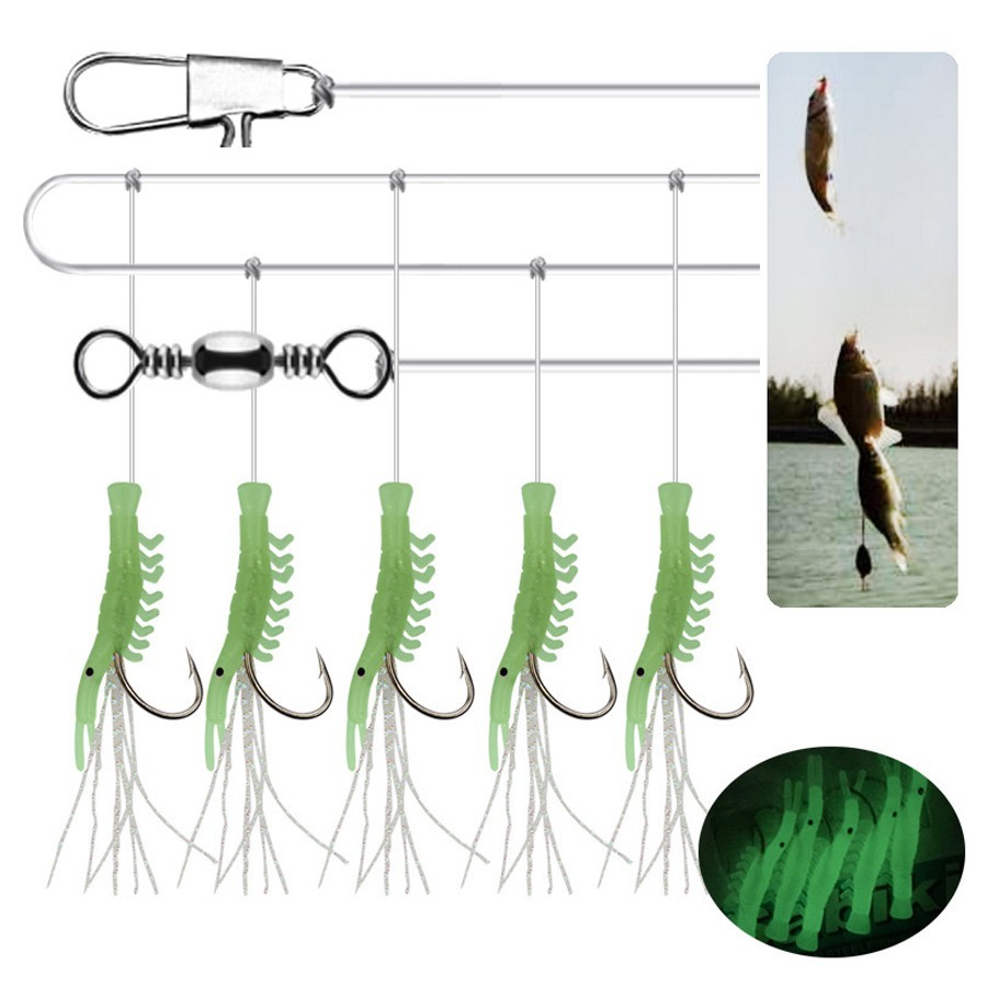 Jual Sabiki Rigs 4Pack Soft Fishing Bait Rigs Glow Mixed Size Rigged ...