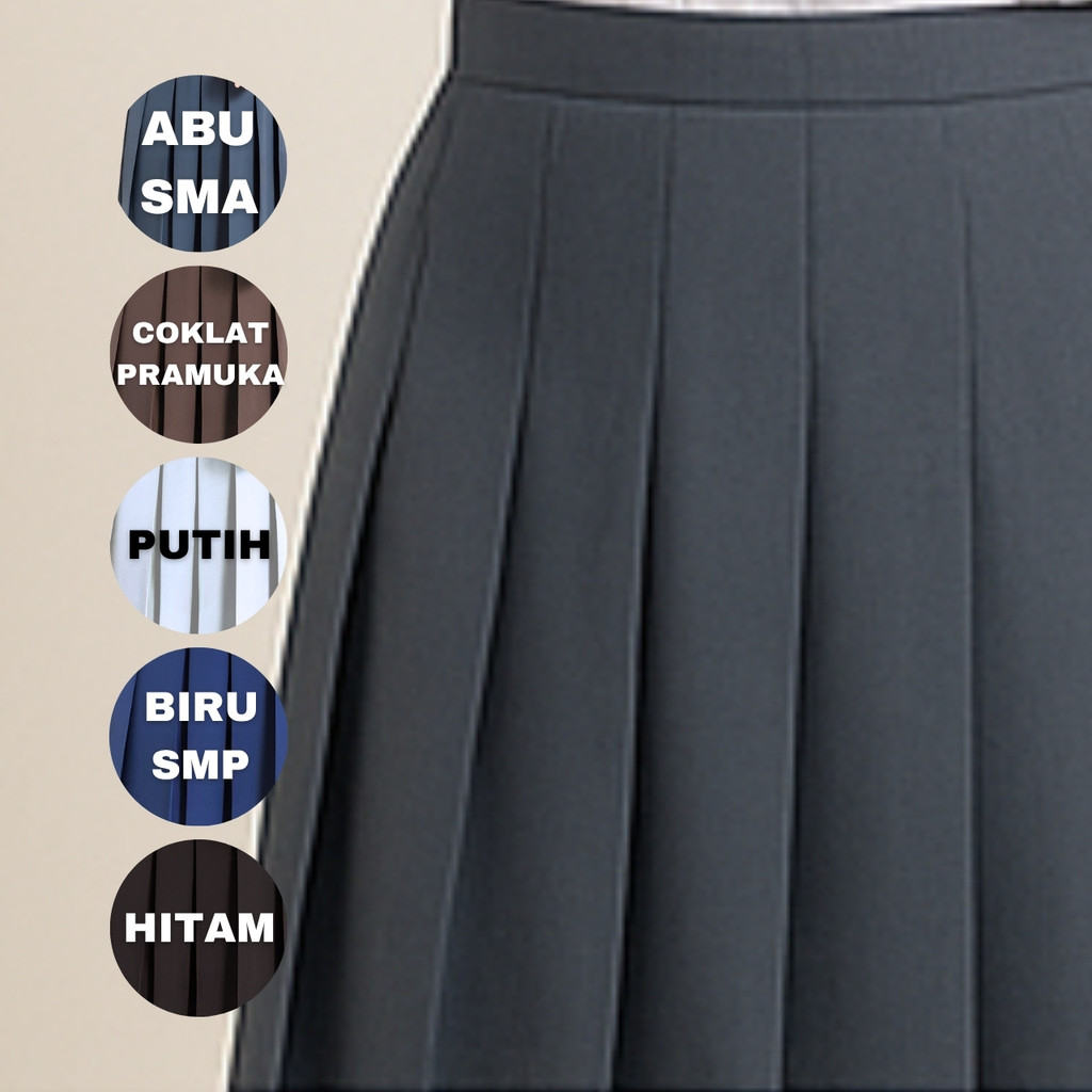 Jual ROK SMA ABU ABU BAPING HITAM BIRU SEKOLAH PRAMUKA PANJANG SERAGAM SMP PUTIH COKLAT LIPIT ...