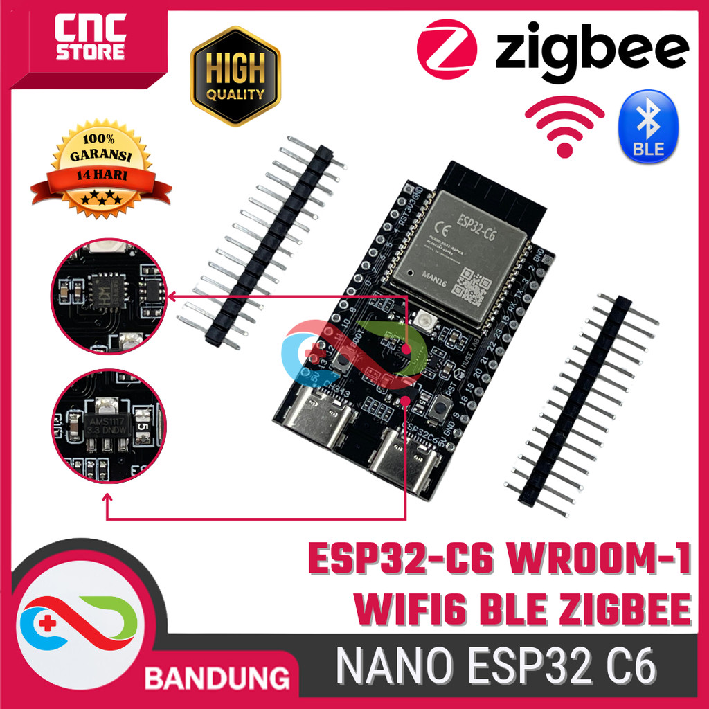 Jual NANO-ESP32-C6 Core Board ESP32-C6-DEVKITC-1 – WiFi6, BLE, Zigbee N16 N8 untuk Proyek IoT ...