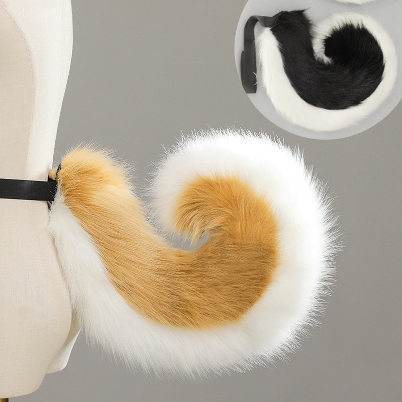 Jual 2025 New Handmade Halloween Simulated Furry Dog Tail Realistic Big Fox Tail Set Night Party ...