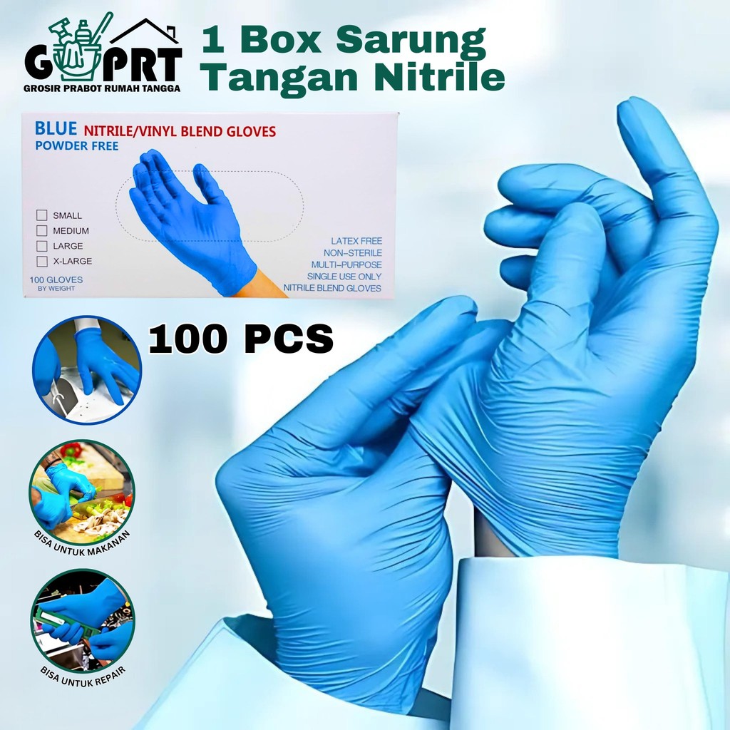 Jual Sarung Tangan Nitril 100 PCS Safe Vinyl Blend Gloves Sarung Tangan ...
