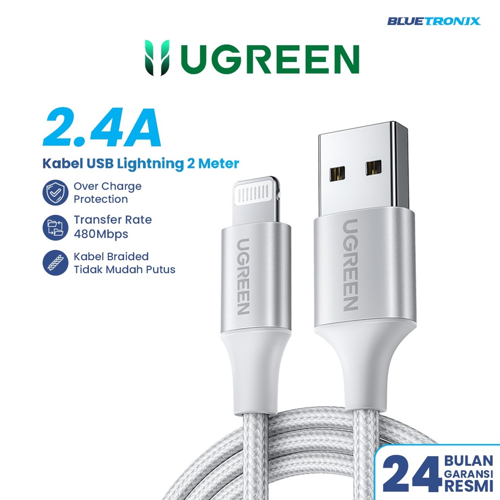 Jual UGREEN Kabel Data Charger USB A To Lightning Fast Charging Nylon ...