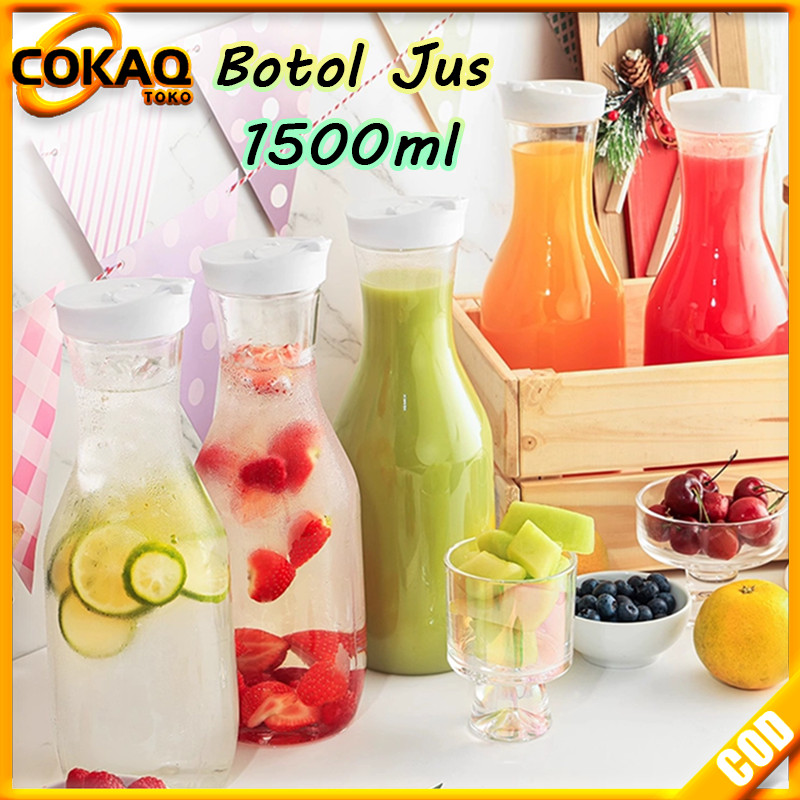 Jual COKAQ 1500ML Botol Jus Transparan Vial Penyimpanan Asi Jus Botol ...