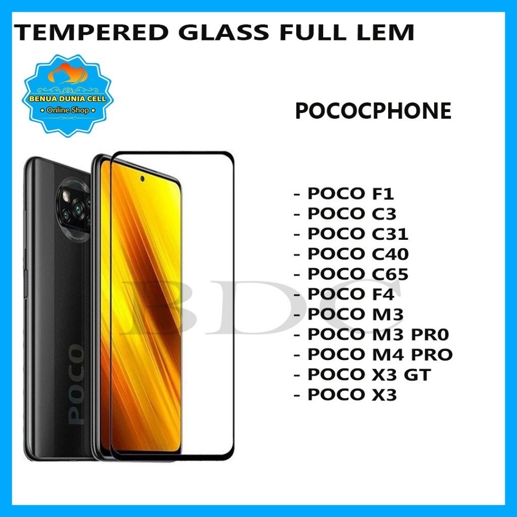 Jual TEMPERED GLASS FULL LEM XIAOMI POCO X7 PRO F1 M5 C40 C65 M5S F4 M3 M3 PRO X3 X3 GT C3 C31 ...