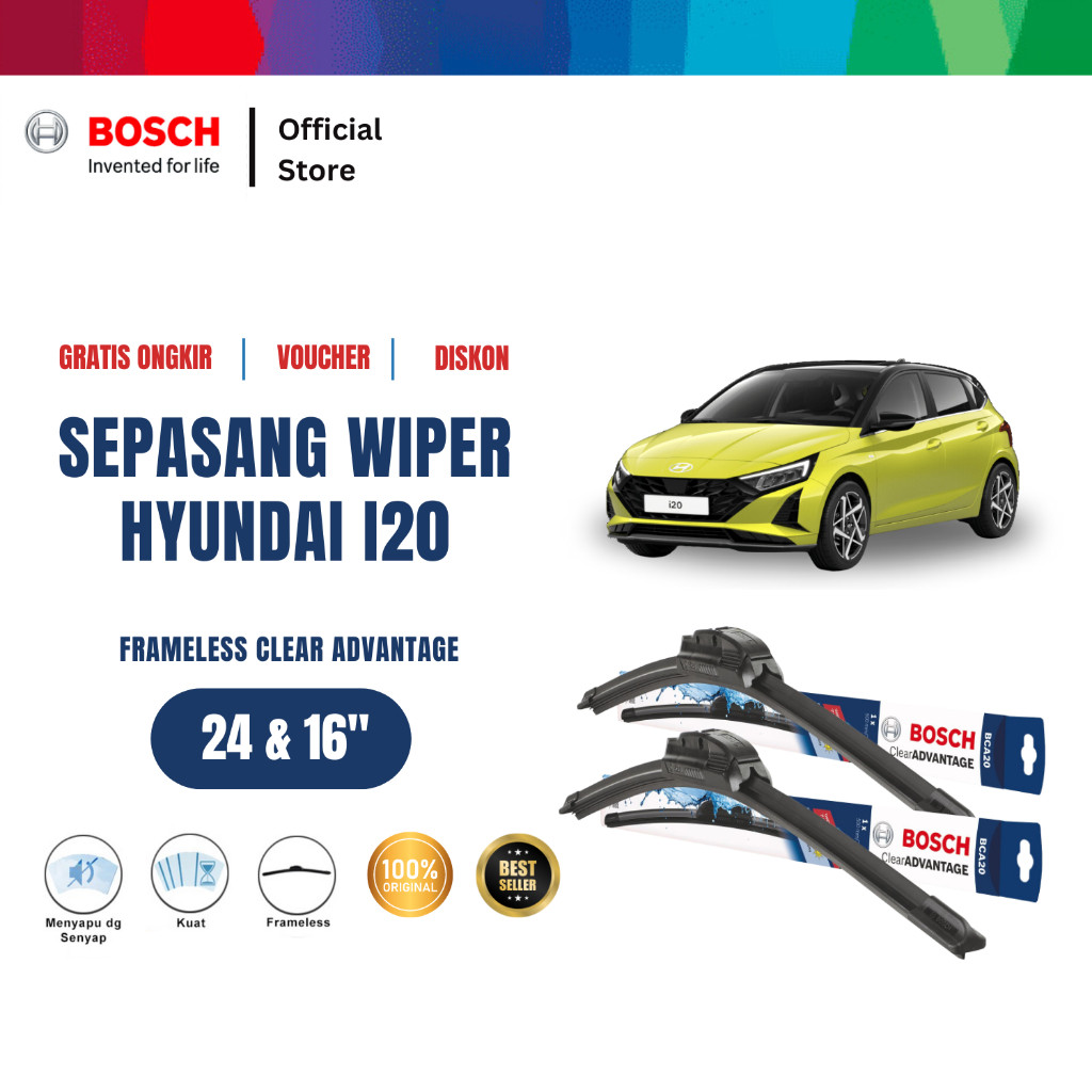 Jual Bosch Sepasang Wiper Mobil Hyundai i20 Frameless Clear Advantage 24 dan 16 Inci | Shopee ...
