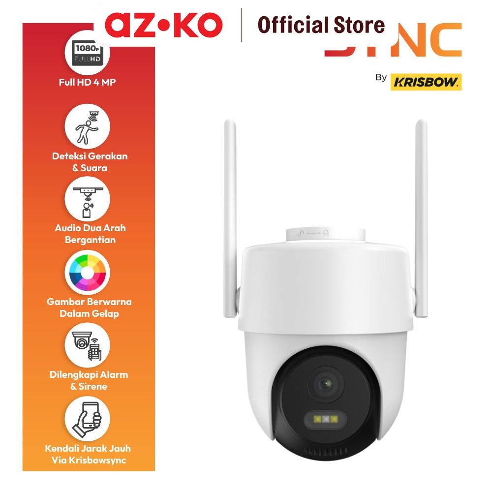 Jual AZKO Krisbow Sync Smart Ip Camera Outdoor Wifi Ptz Speed 4Mp Tanpa Kabel Mini Kecil Jarak ...