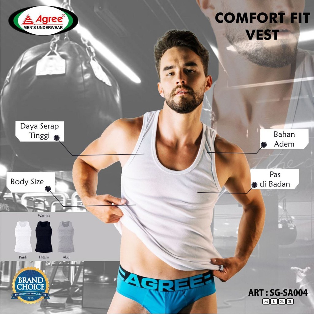 Jual Singlet Pria Agree SA004 Mens Underwear - SB | Shopee Indonesia