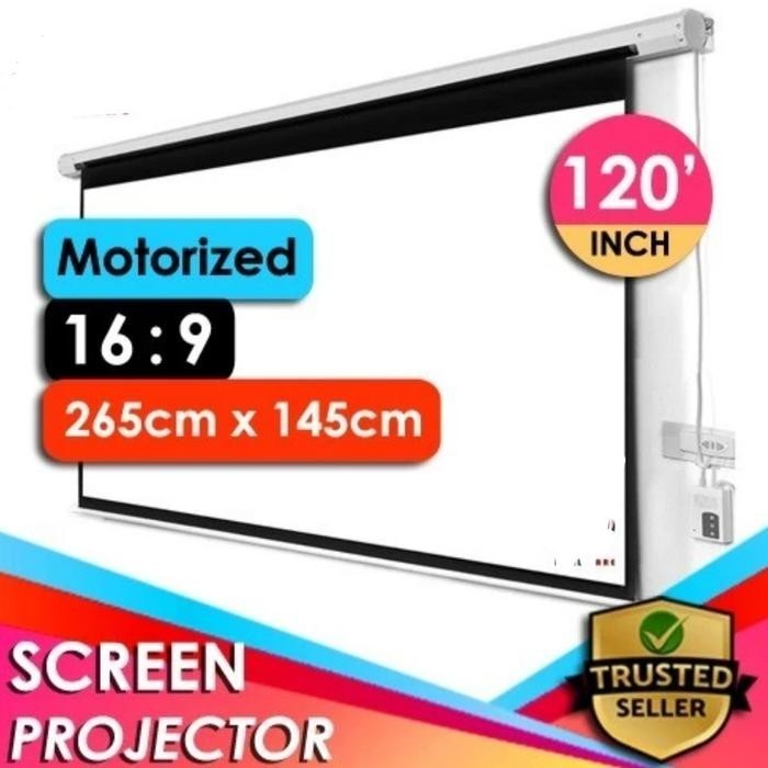 Jual Layar - Screen proyektor 120" 16:9 elektrik remote ( 2438cm x ...