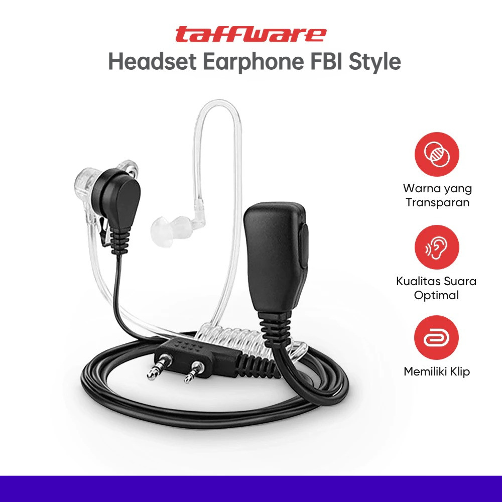 Jual Taffware Headset Earphone HT FBI Style Air Duct untuk Walkie ...
