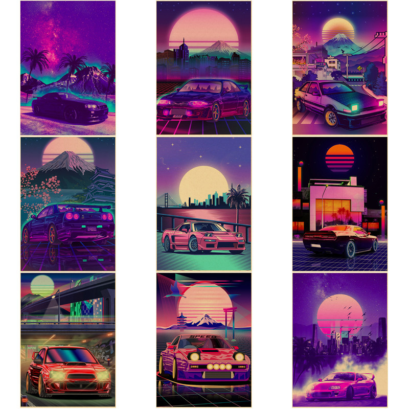 Jual Retro JDM Car Poster Kraft Paper Prints Picture DIY Vintage Home ...
