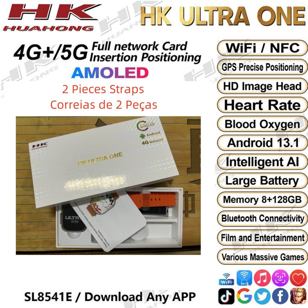 Jual HK Ultra One 4G Smartwatch with Camera 8GB + 128GB Smart Watch ...