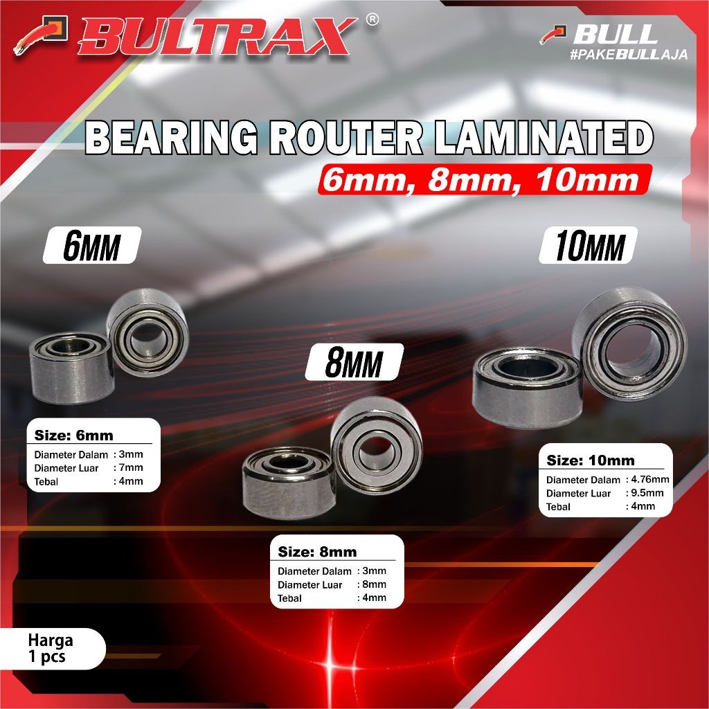 Jual BULL Bearing Mata Profil Laminated Flush 6mm 8mm 10mm / Laker ...