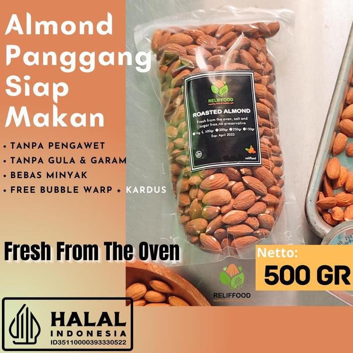 Jual ROASTED ALMOND 500 GRAM PREMIUM - KACANG ALMOND PANGGANG KUPAS 500 ...