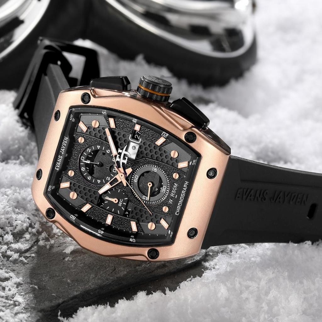 Jual Evans Jayden Jam Tangan Pria 9556 Rubber Silicon Kaca Sapphire Chronograph Water Resistant ...