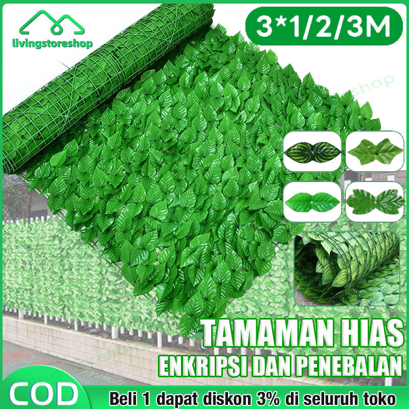 Jual Rumput Dinding Sintetis Dekorasi Dinding Daun Rambat Pagar 1 Meter ...