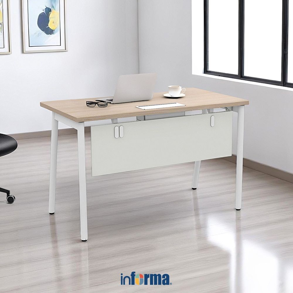 Jual Informa Negen Meja Kantor - Putih/Cokelat Oak Office Table ...