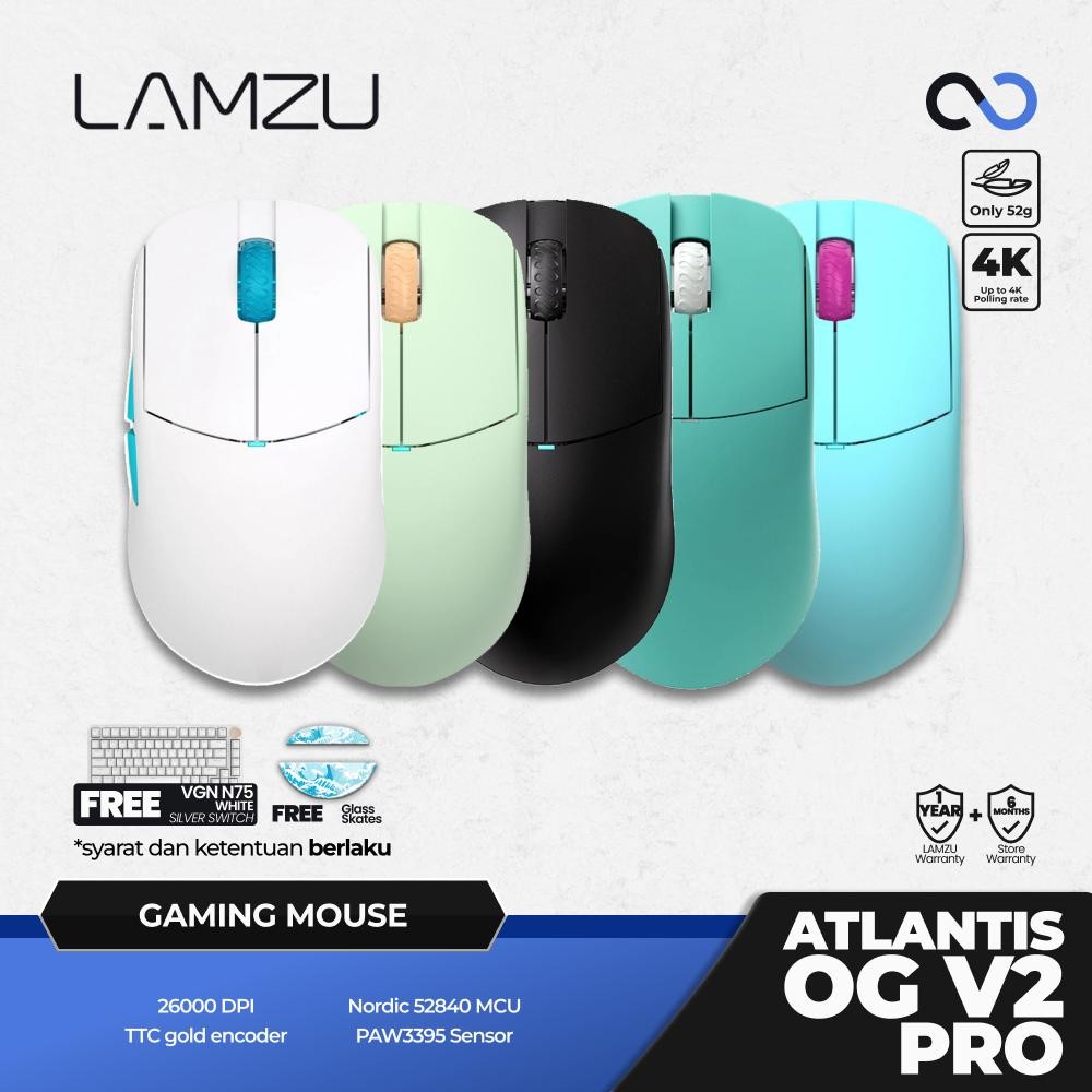 Jual Lamzu Atlantis OG V2 Pro Wireless Ultra Light Ambidex Gaming Mouse ...