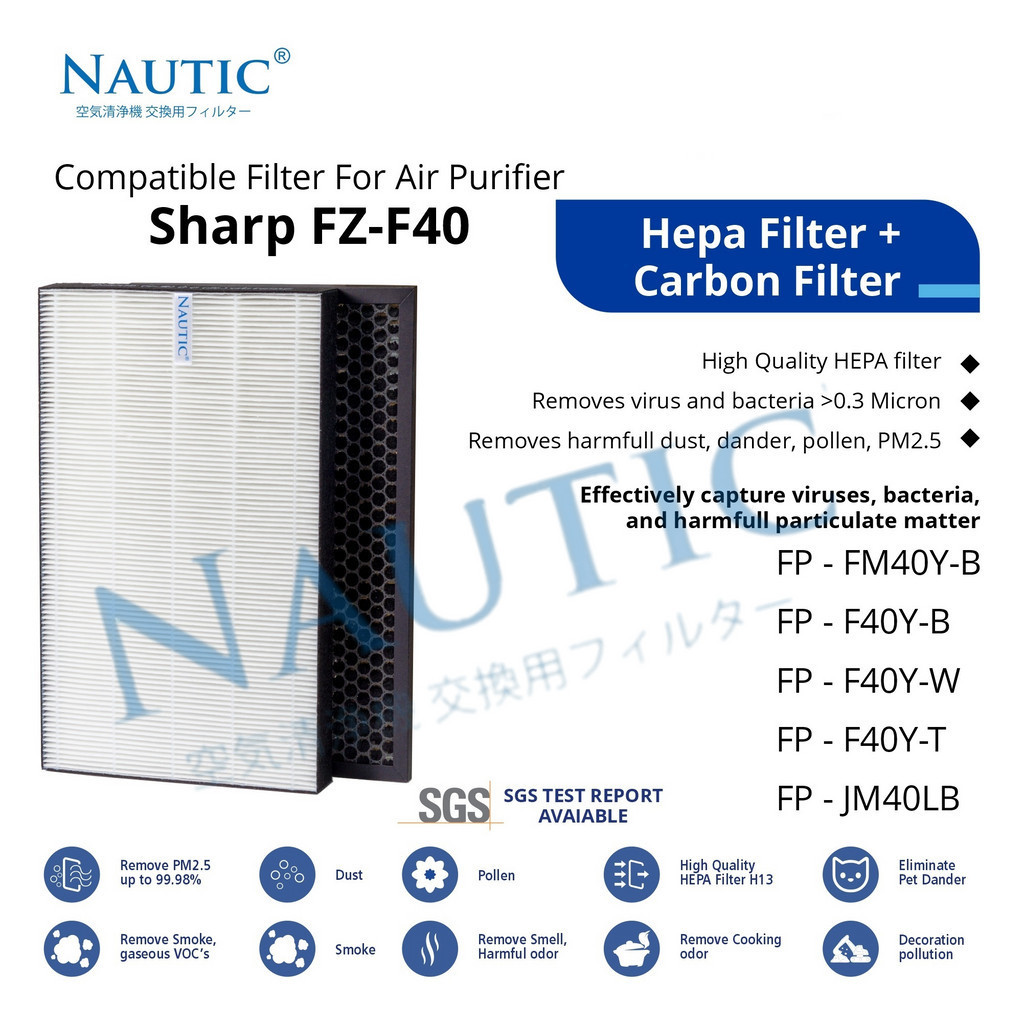 Jual HEPA Filter SHARP Air Purifier FP-F40Y FP-FM40Y FP-JM40 FZ-F40HFE ...