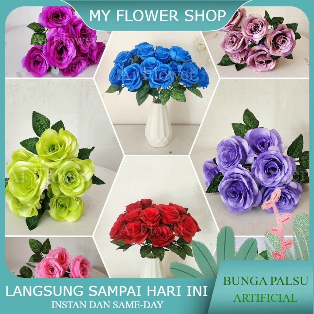 Jual Bunga Mawar Tropis 6 Cabang / Rose Tropis X6 / Bunga Mawar Palsu ...