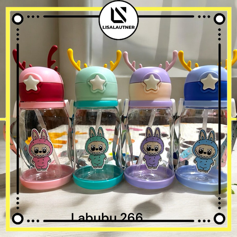 Jual Botol minum anak labubu 600ml botol sedotan anak bpa free | Shopee Indonesia