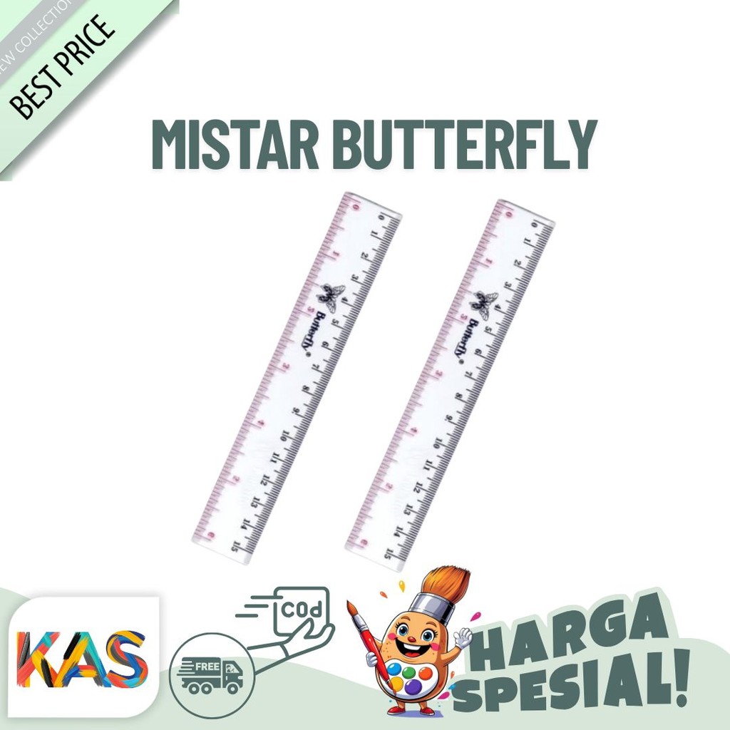 Jual Penggaris/Mistar Butterfly / Penggaris Sekolah Ukuran 15cm | Shopee Indonesia