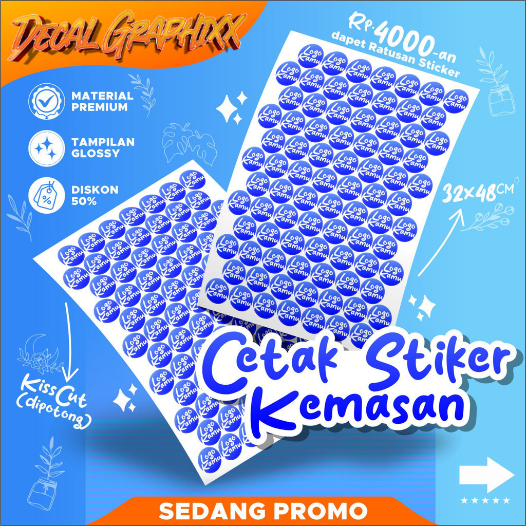 Jual Cetak Sticker Custom Chromo A3+ Sticker Custom Chromo / Hvs (Cetak ...