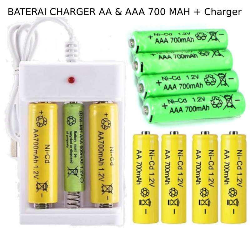 Jual Baterai Rechargeable AA / AAA Batre Cas A2 / A3 - Charger Batrai 3 ...