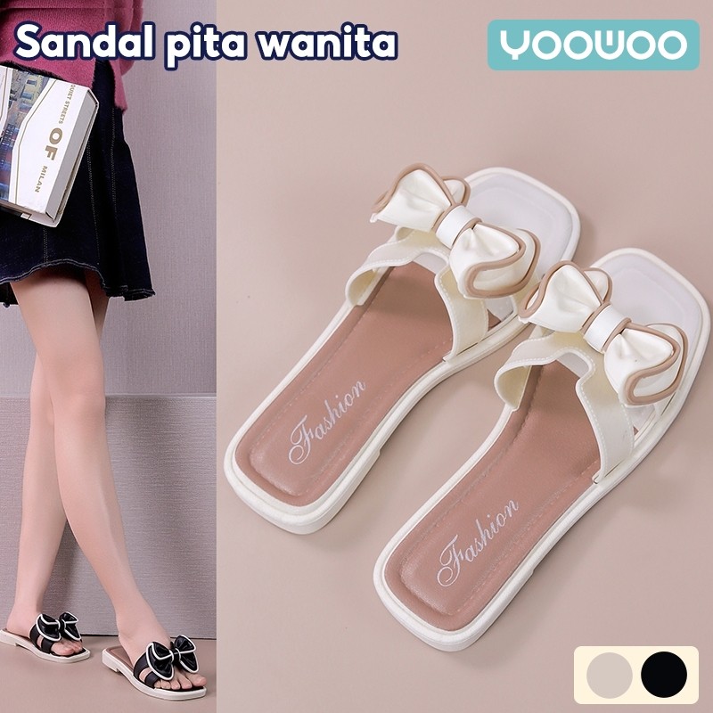 Jual YooWoo Sandal Wanita Kekinian / Sandal Slip On / Sandal Flat ...