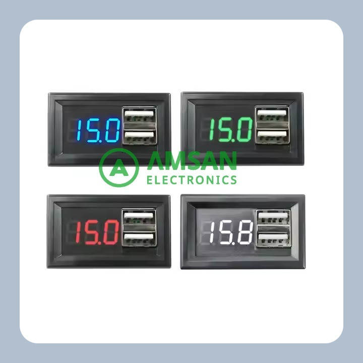 Jual 12V/24V Indikator Aki Accu Voltmeter Volt Meter Digital USB Motor Mobil | Shopee Indonesia