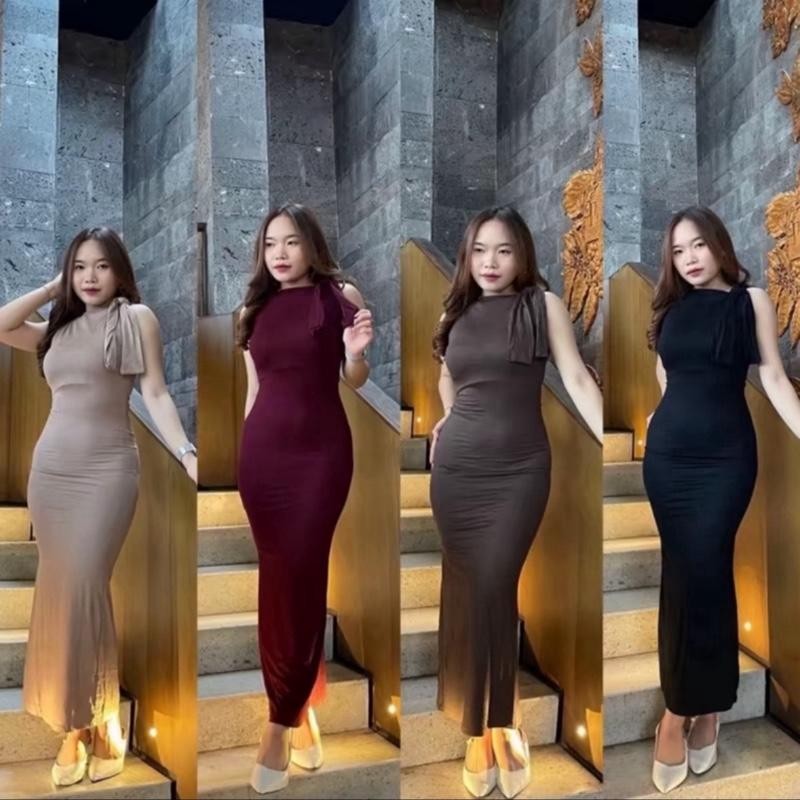 Jual Dress Claura tali ikat casual long dress bodycon rayon spandeks ...