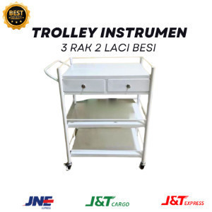 Jual TROLLEY INSTRUMEN 3 RAK STAINLESS || TROLI 2 LACI || TROLI 3 SUSUN ...