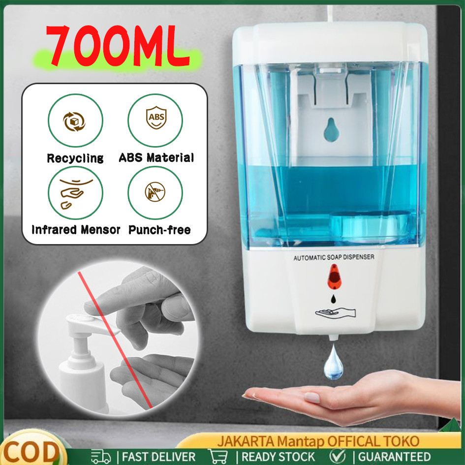 Jual Dispenser Sabun Otomatis Dinding 700ml Tempat Sabun Sensor ...