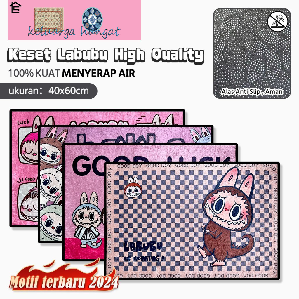 Jual (40x60cm) BELI LOKAL Keset Lantai Nyerap Air Motif LABUBU Modern ...
