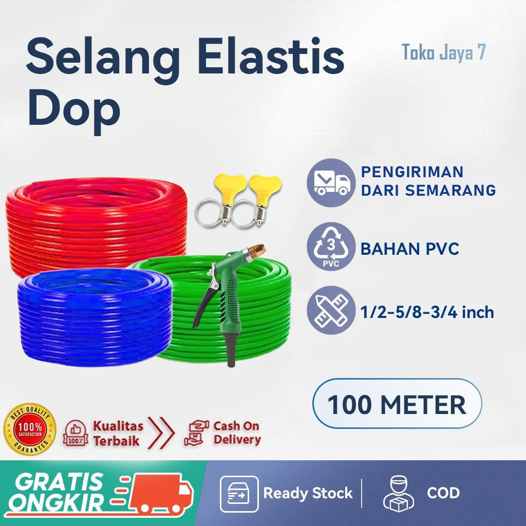 Jual Selang Air Elastis 1 Roll 50 - 100 Meter 1/2 5/8 3/4 Inch Selang Air Taman Kebun Perkebunan ...