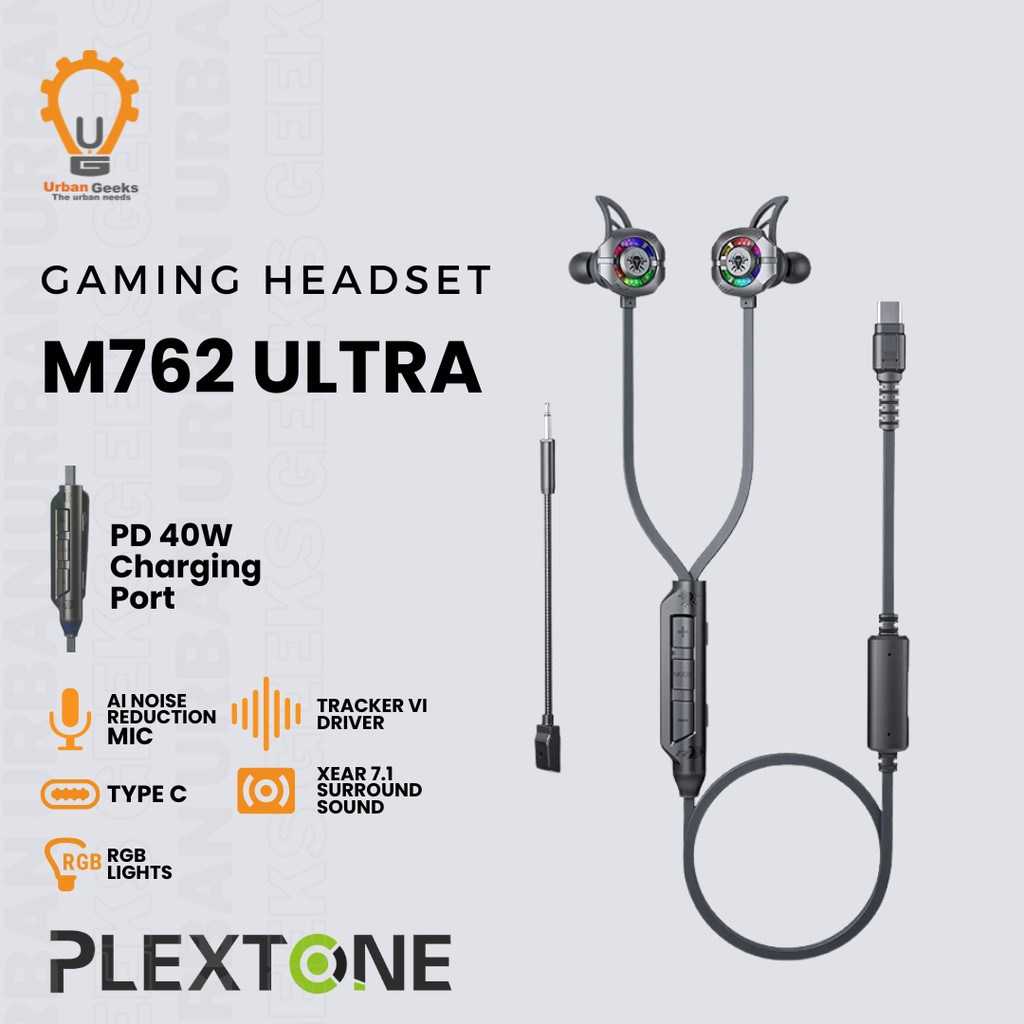 Jual PLEXTONE M762 Ultra Gaming Earphone 7.1CH 3D AI Noise Reduction ...