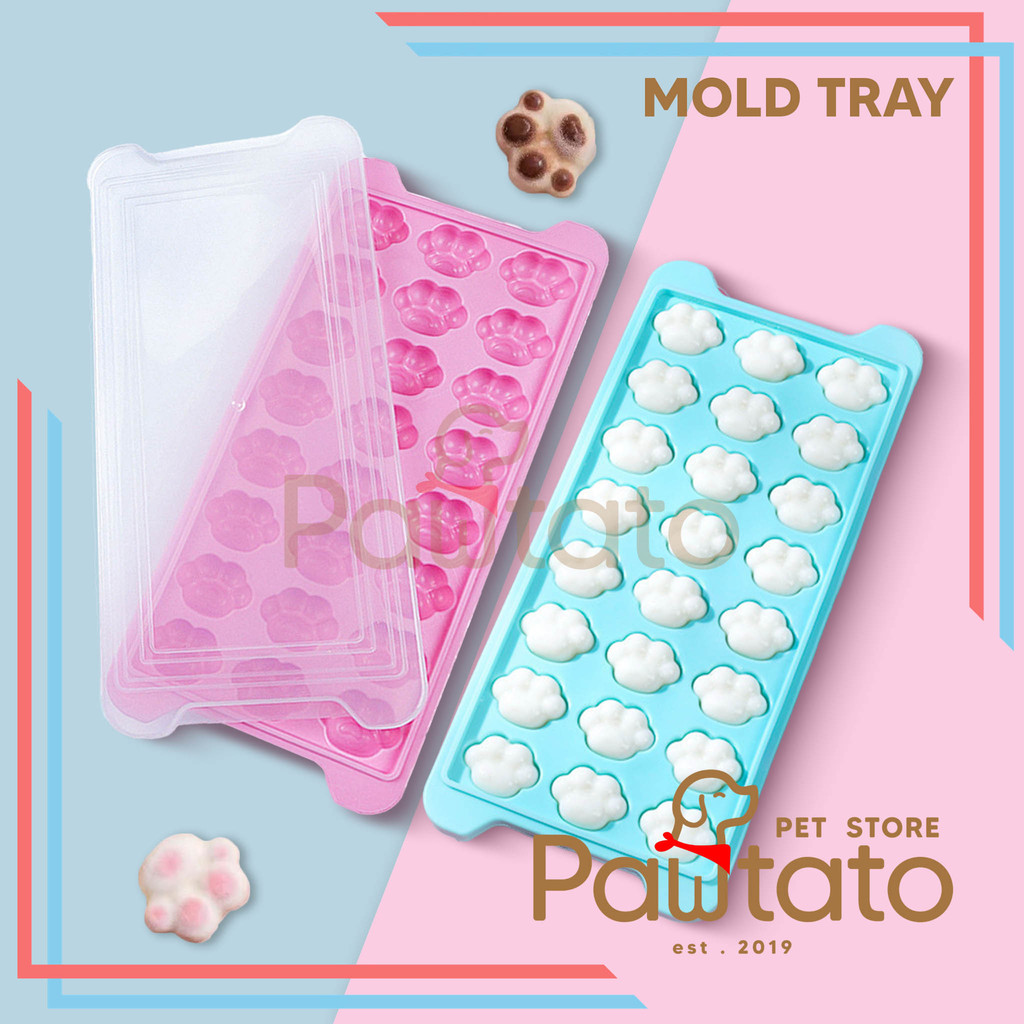 Jual Cetakan Es Batu Tray Ice Paw Blue Pink Milk Bone Broth Puree ...