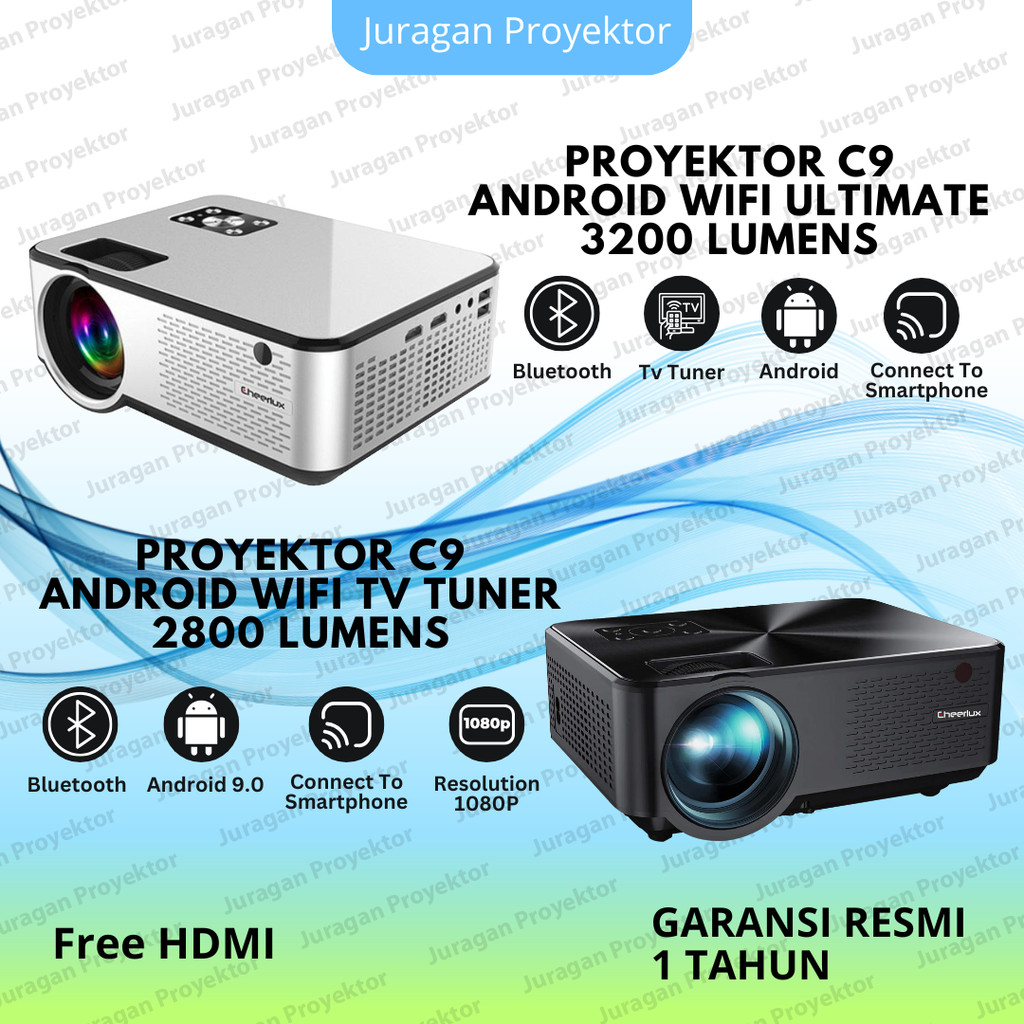 Jual Proyektor Cheerlux C9 Android Ultimate 3200 Lumens Wifi Bluetooth ...