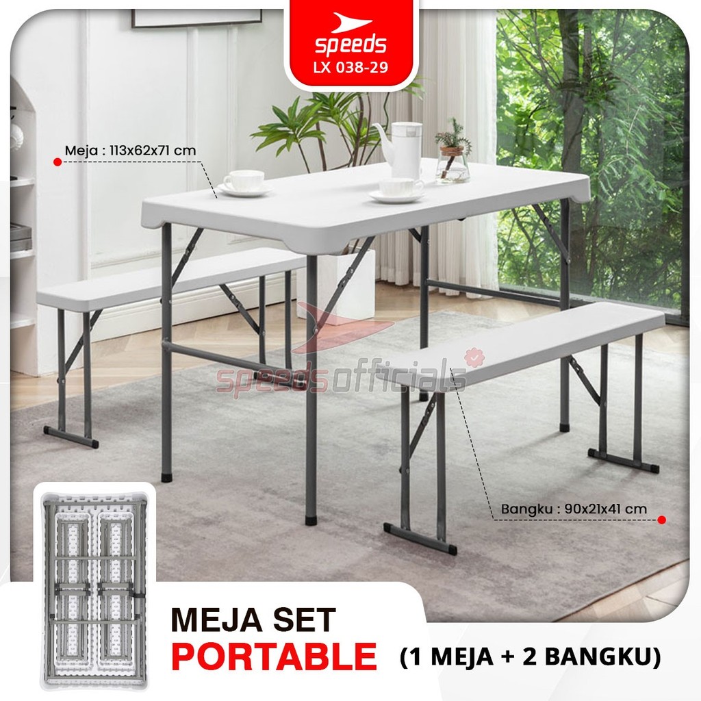 Jual SPEEDS Meja Lipat Set Plastik Folding Table 113x62x71cm Indoor ...