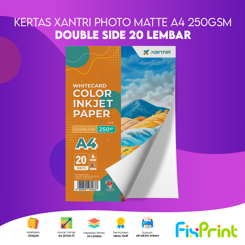 Jual FixPrint Kertas Xantri Photo Matte A4 120gsm / 220gsm / 250gsm ...
