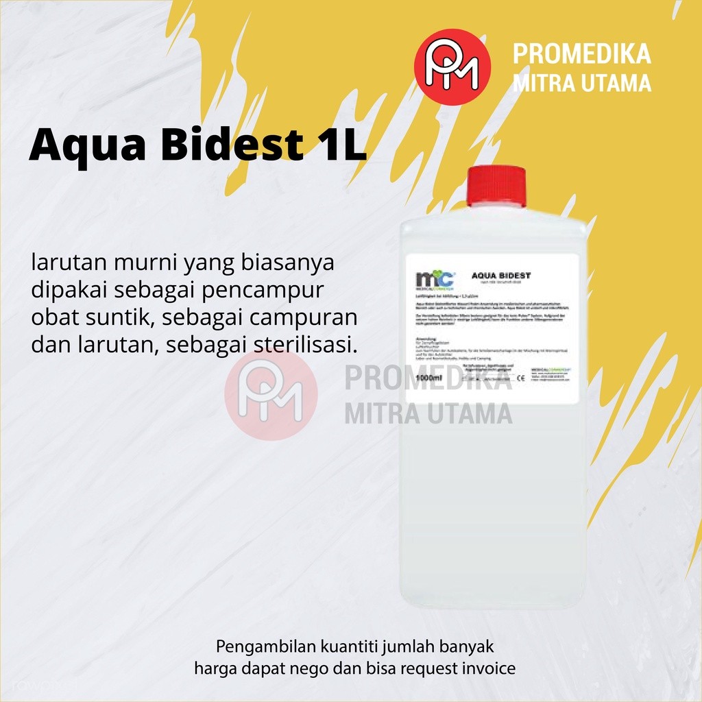 Jual Aqua Bides 1Liter Air Sulingan non Steril Botol untuk lab dan ...