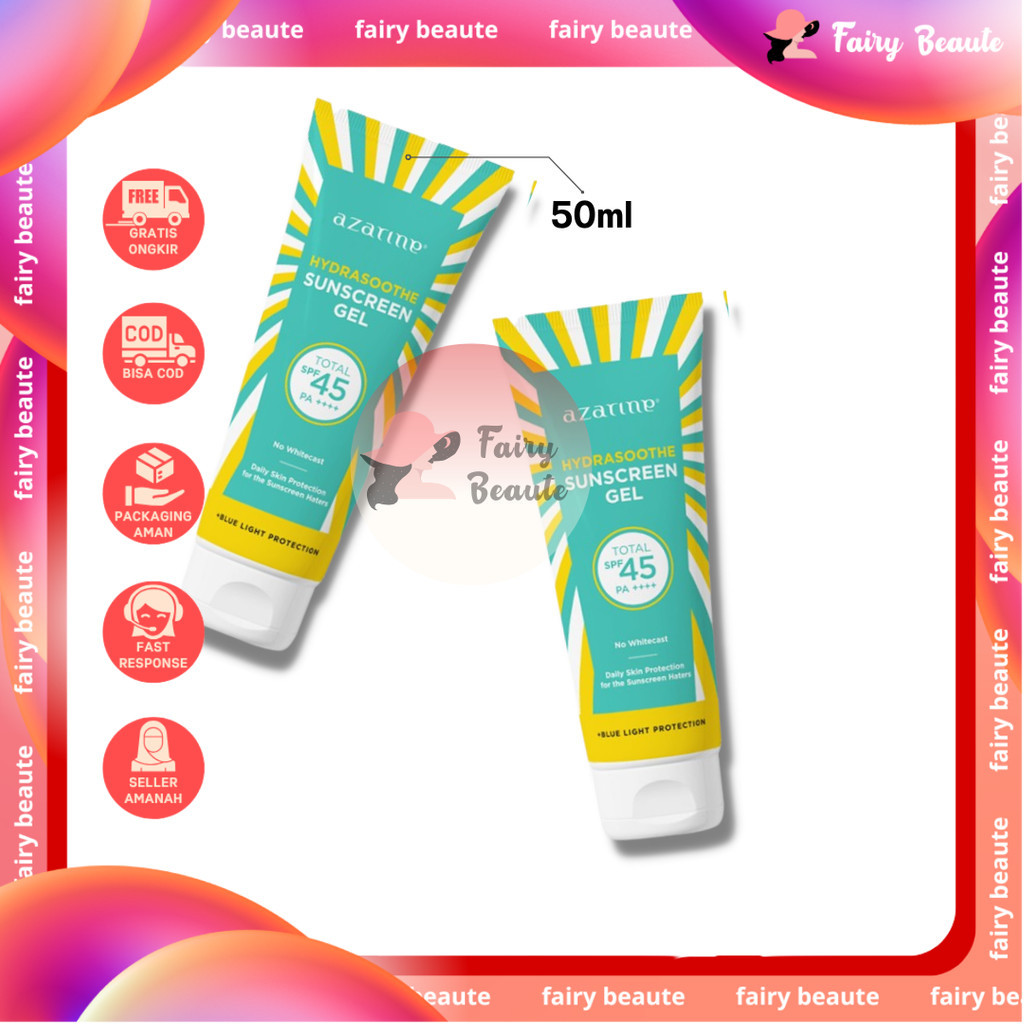 Jual Azarine Azarin Hydrasoothe Sunscreen Suncreen Gel SPF45 PA ...