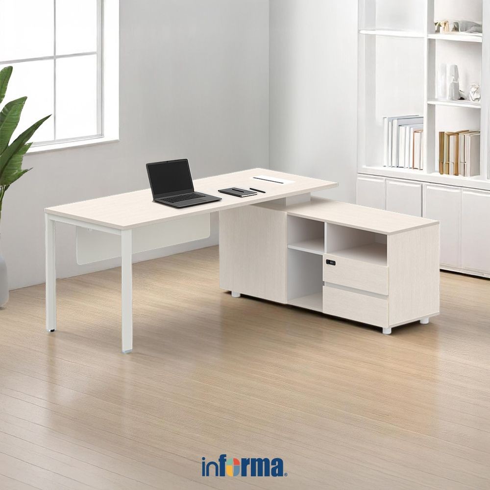 Jual Informa Sieben 180 cm Meja Kantor Right - Putih Ivory Office Desk ...