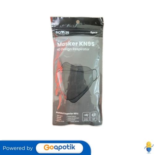 Jual Bowin Masker Kn95 4d Design Respirator Hitam Pack 5 Pcs | Shopee ...