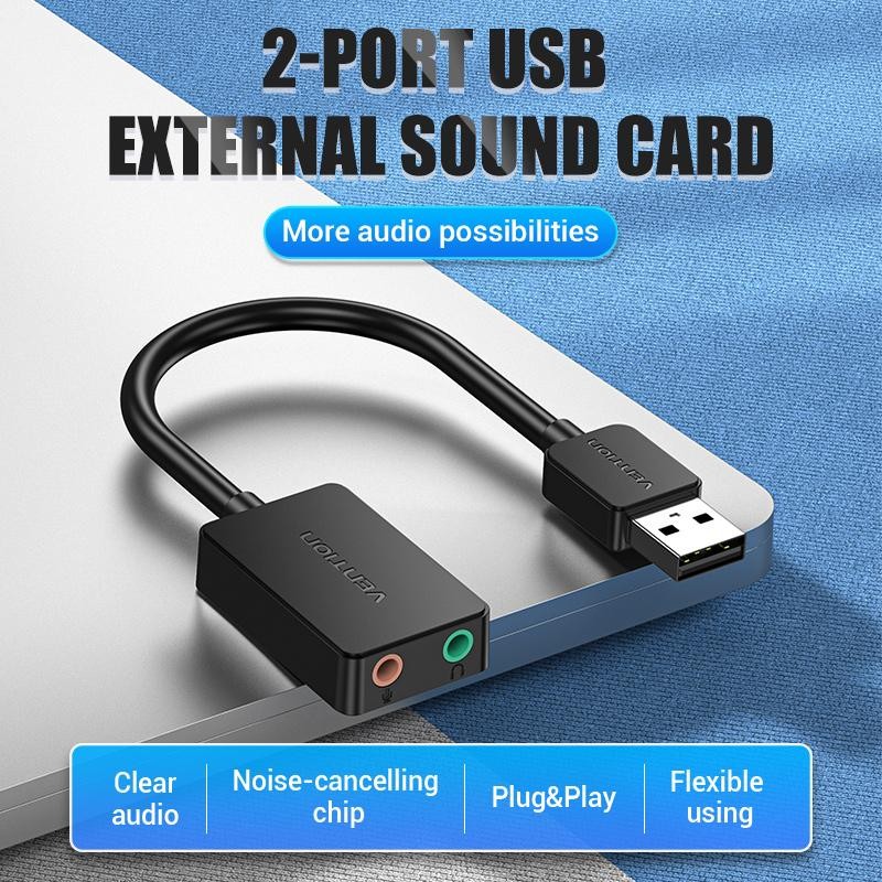Jual Vention 2-port USB External Sound Card 0.15M | Shopee Indonesia