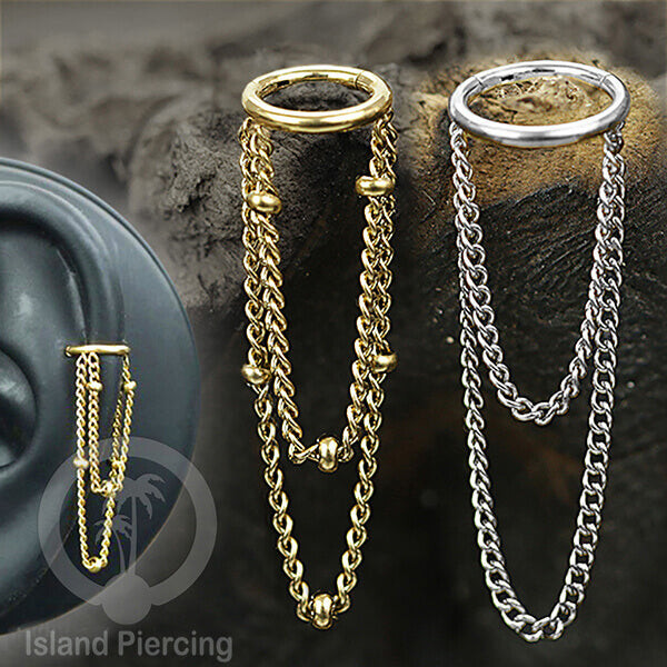 Jual Hinged Segment Ring Stainless dengan rantai Piercing Helix Conch ...