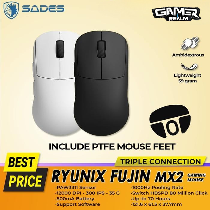 Jual Ryunix Fujin MX2 Wireless Three Mode Gaming Mouse | Shopee Indonesia