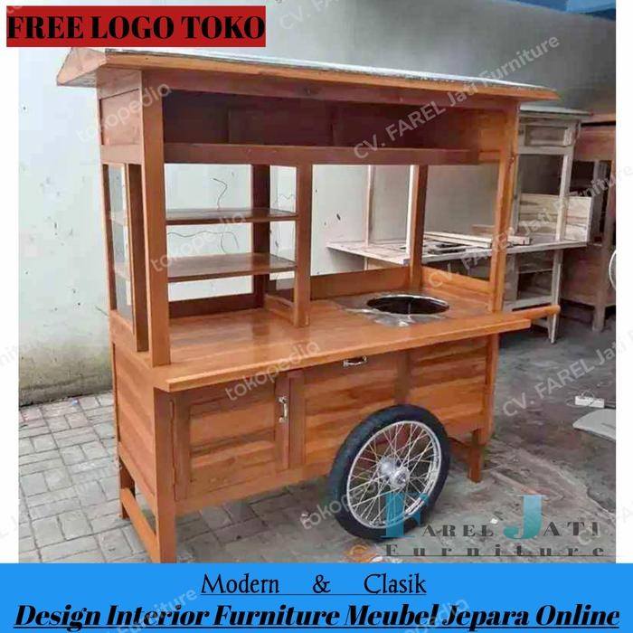Jual Grobak Bakso Grobak Jualan Minimalis Kayu Jati Gerobak Kaki Lima ...