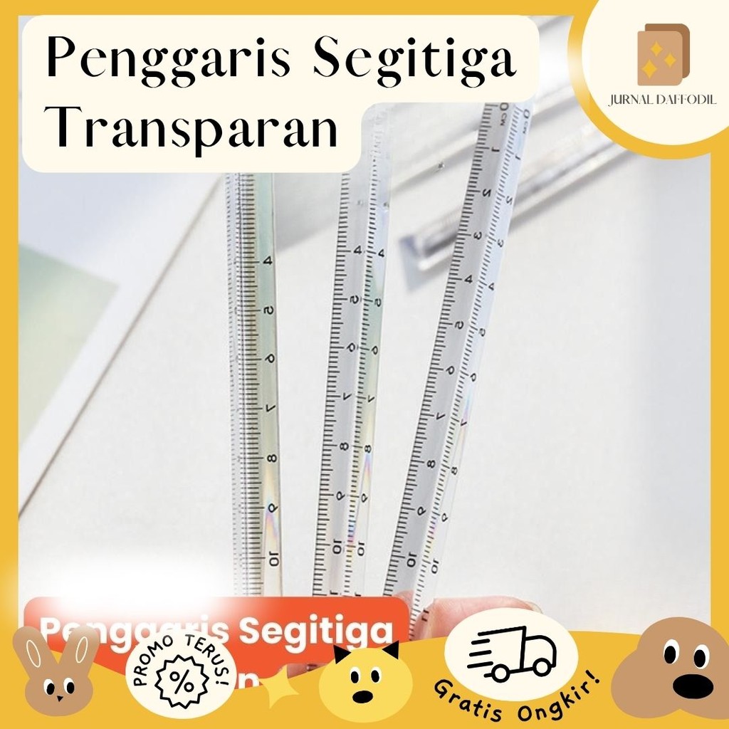 Jual Jurnal Daffodil - Penggaris Segitiga Transparan Plastik Stationery ...